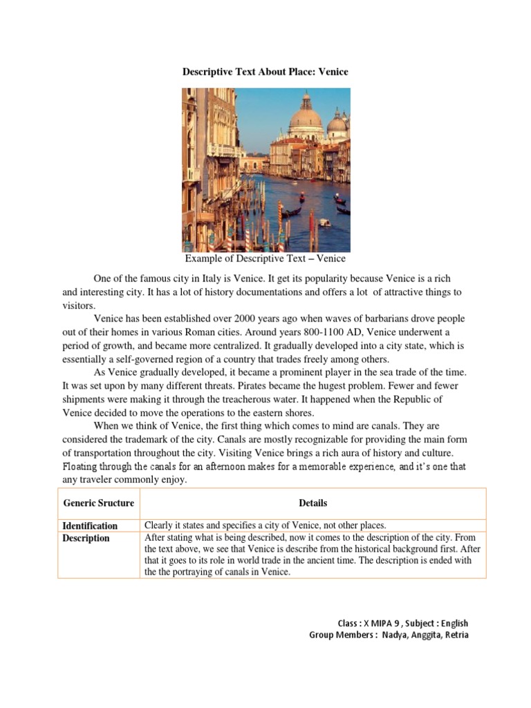 Descriptive Text About Place | PDF