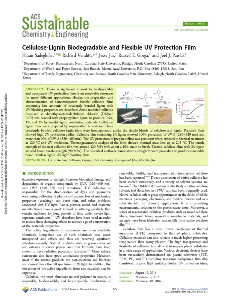 Cellulose Acetate Uv Film | PDF | Ultraviolet | Lignin