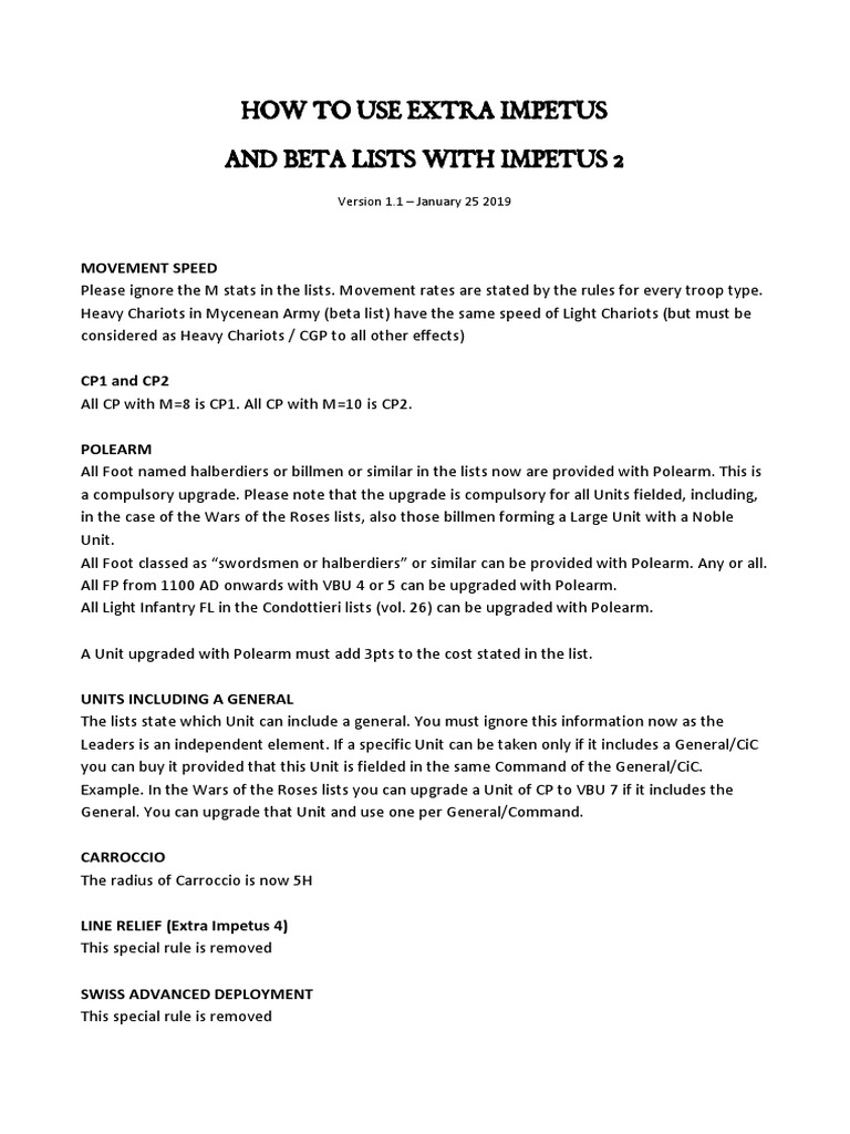 How To Use Extra Impetus and Beta Lists With Impetus 2: Movement Speed ...