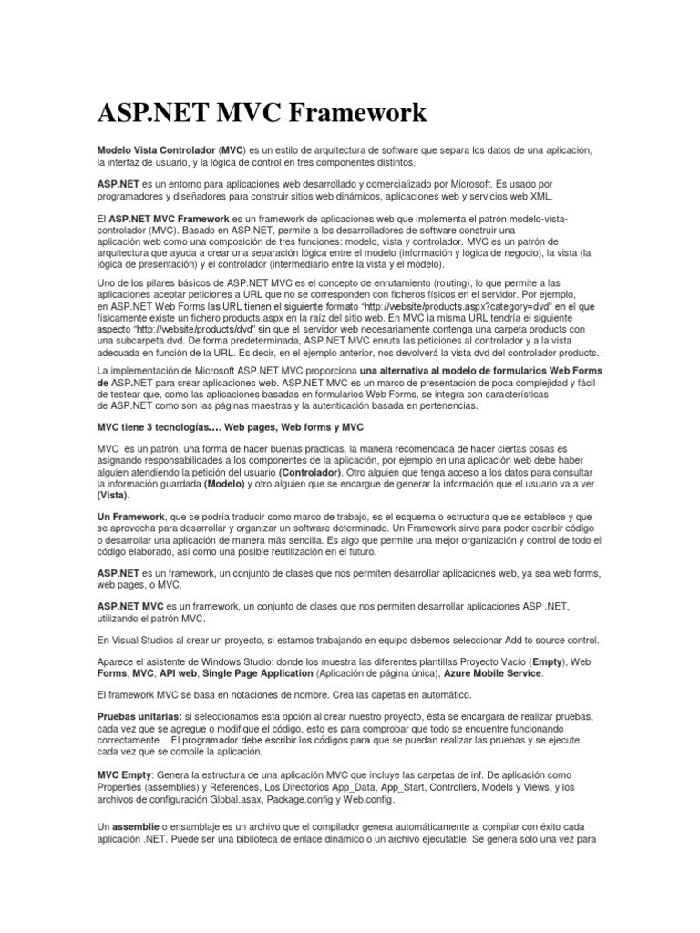 MVC - Ejemplos Web | PDF | Modelo – Vista – Controlador | .NET Framework