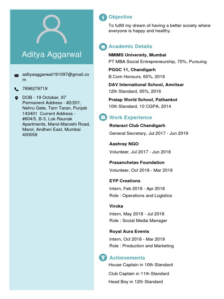 Resume Aditya Aggarwal | PDF