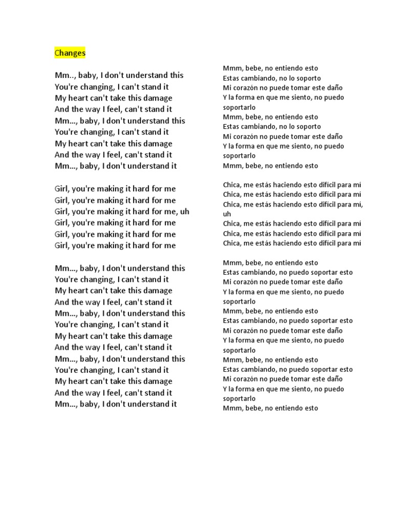 Letra de Musica Changes | PDF | Música pop | Música grabada