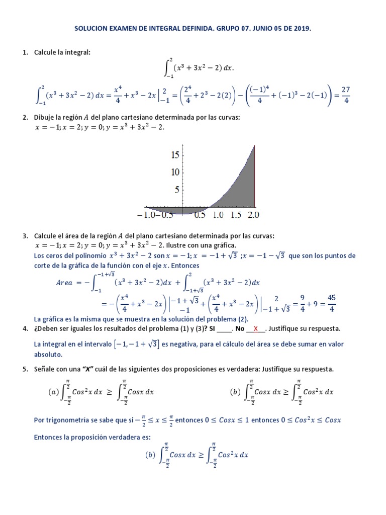 Solución Examen de Integral Definida | PDF | Intervalo (Matemáticas ...