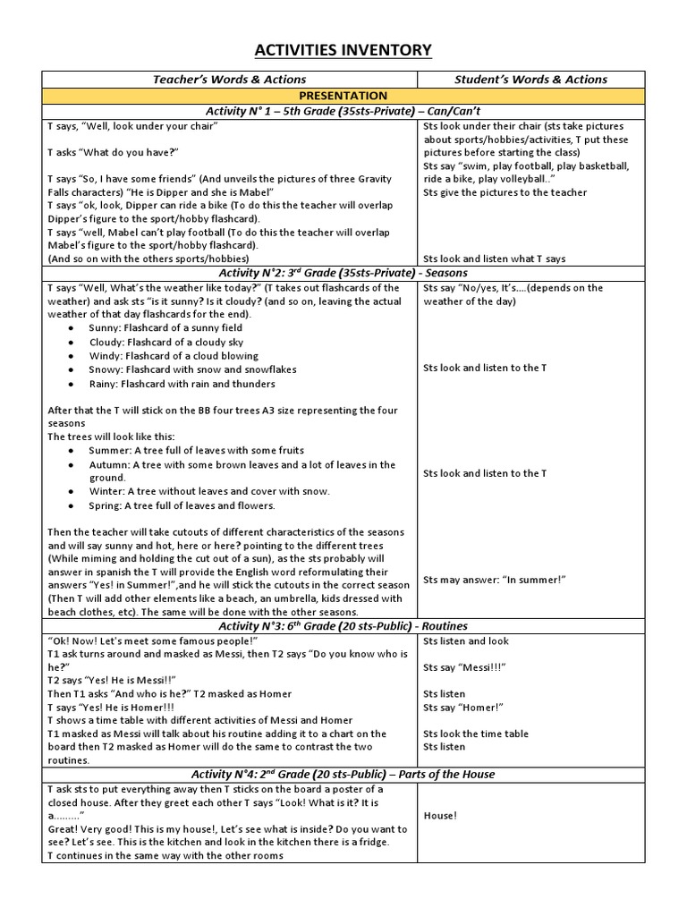 ESL/EFL Activities Inventory | PDF | Leisure