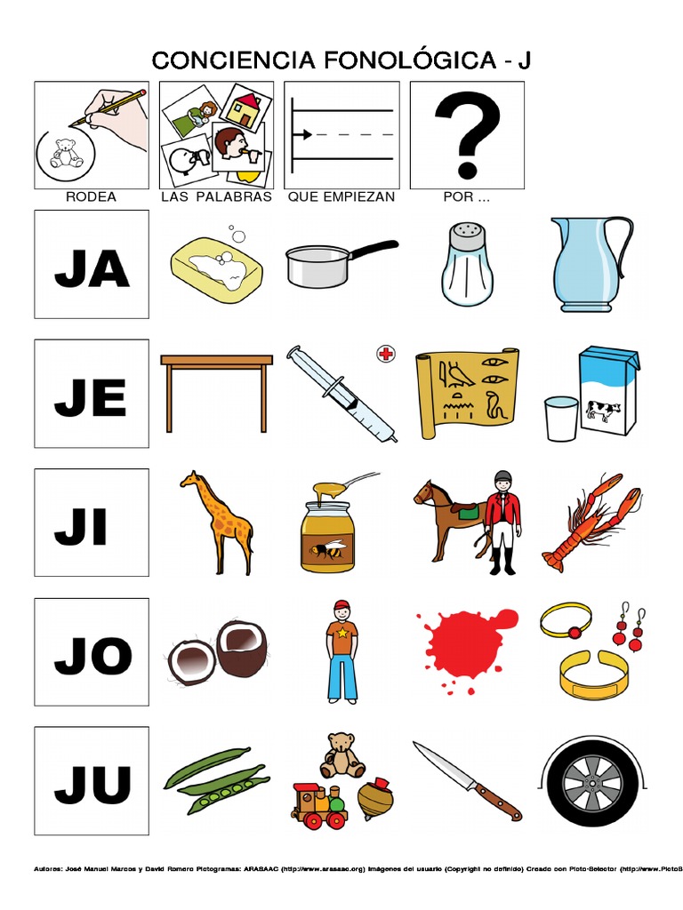 Conciencia Fonologica JA JE JI JO JU | PDF