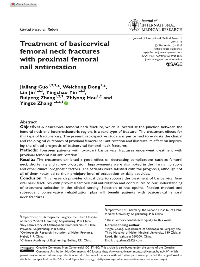 Treatment of Basicervical Femoral Neck Fractures With Proximal Femoral ...