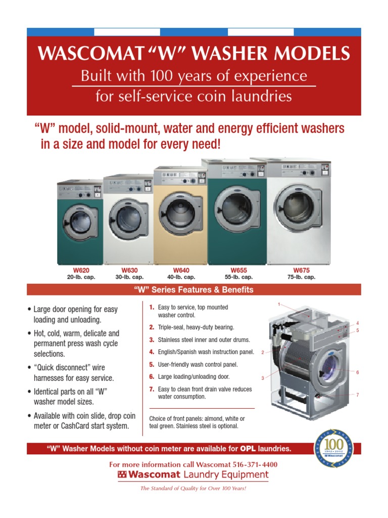 Wascomat Specifications W620 W630 W640 W655 W675 | PDF | Washing ...
