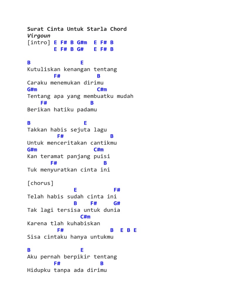 Surat Cinta Untuk Starla Chord | PDF | Puisi