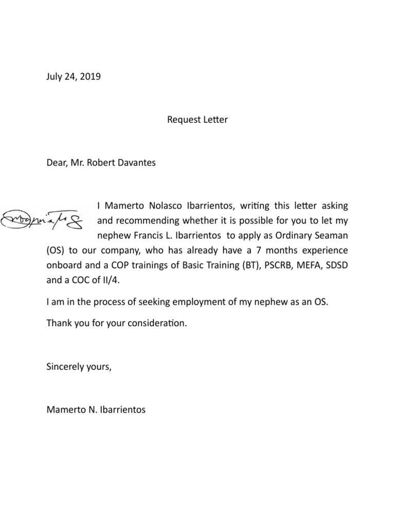 Request Letter | PDF