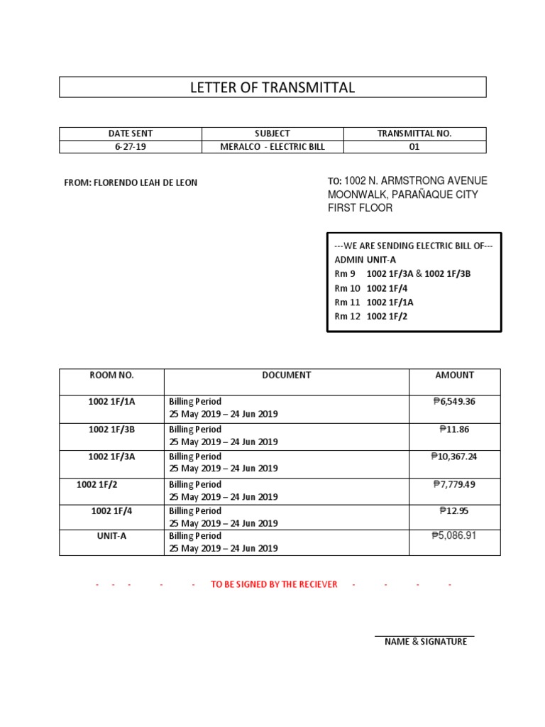 Letter of Transmittal - Electric Bill | PDF | Economy Of The ...