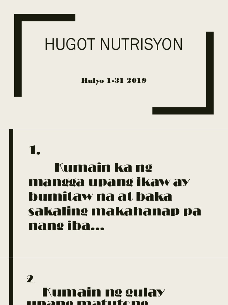 Hugot Nutrisyon | PDF