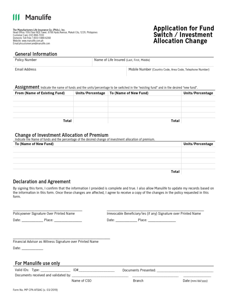 NONFIN - App For Fund Switch and Investment Allocation Change (V. 03. ...