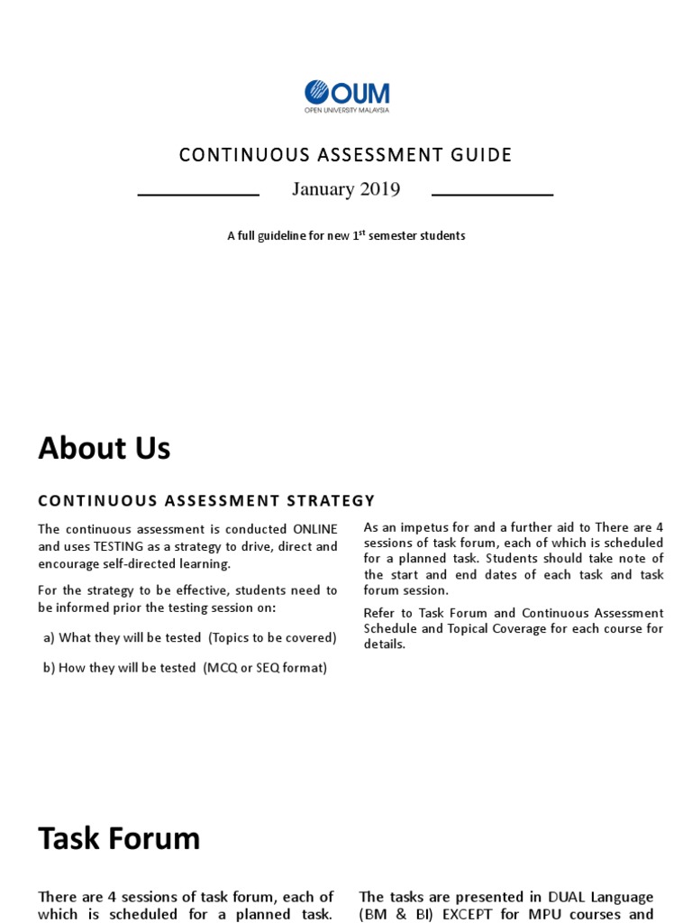Continuous Assessment Guide | PDF | Multiple Choice | Quiz