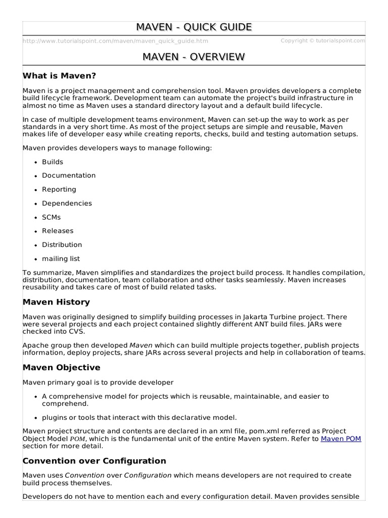 Maven Quick Guide | PDF | Java (Programming Language) | Areas Of ...