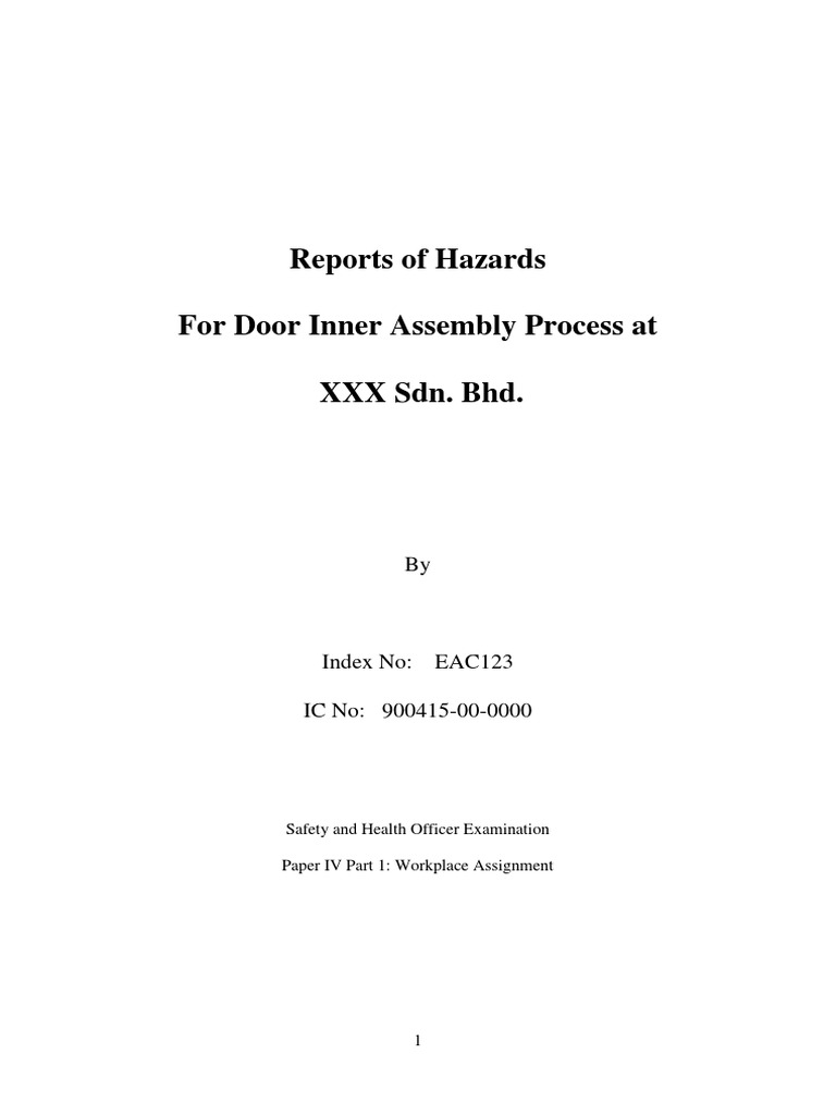 Workplace Assignment (WPA) Paper 4 SHO NIOSH | PDF | Occupational Safety And Health | Hazards