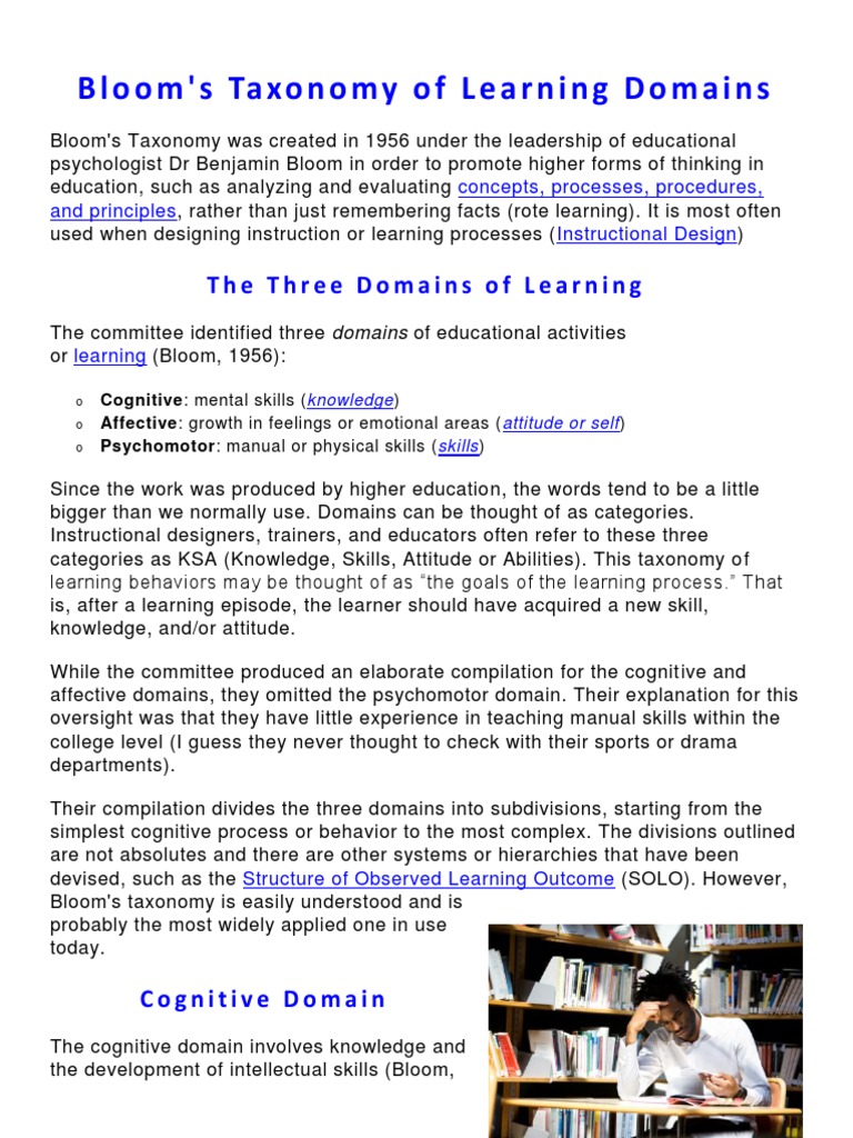 Bloom's Taxonomy of Learning Domains | PDF | Metacognition | Learning
