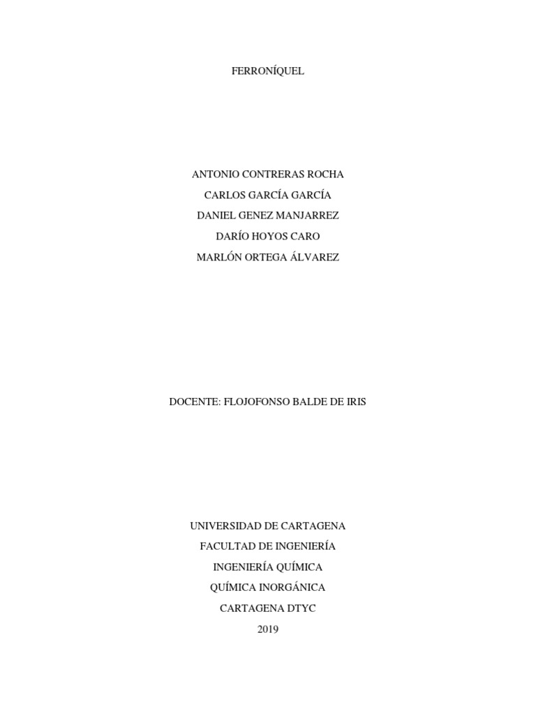 Ferroníquel: Composición y Usos | PDF | Níquel | Hierro