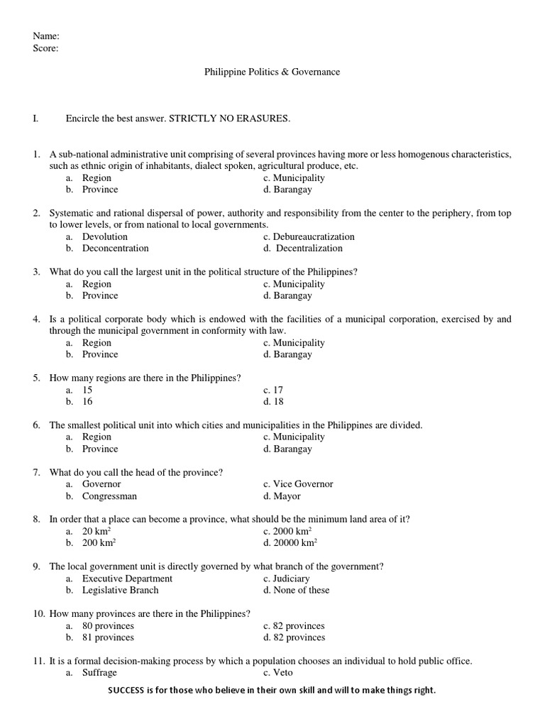 PPG Exam | Download Free PDF | Elections | Local Government
