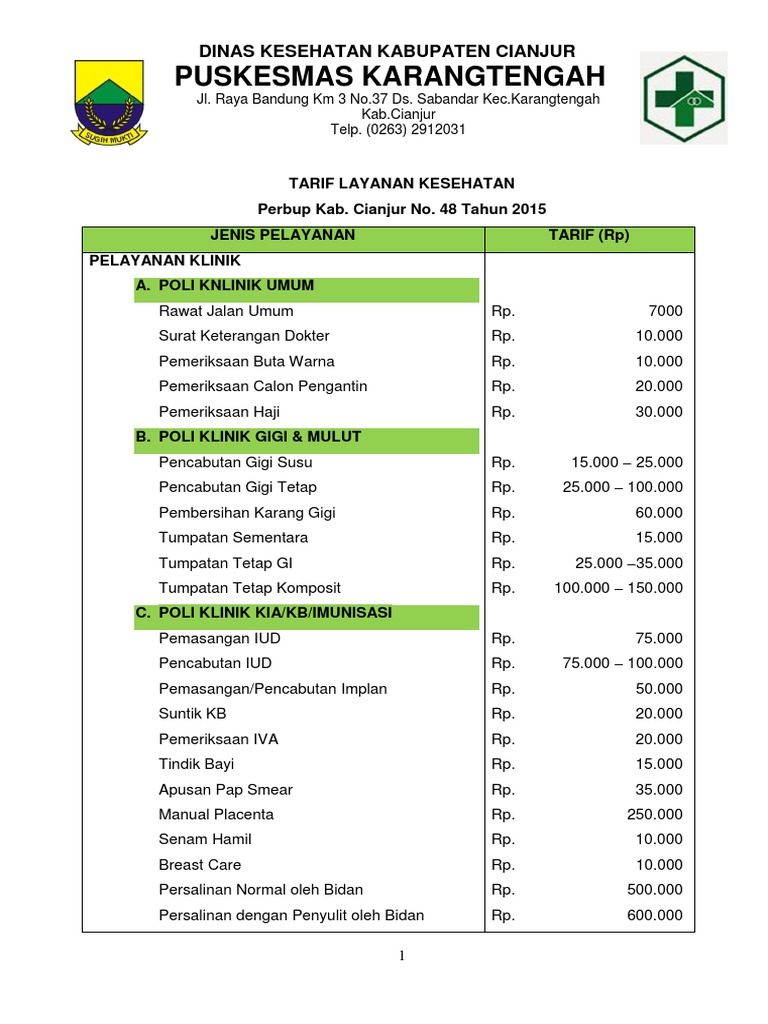 Tarif Layanan | PDF