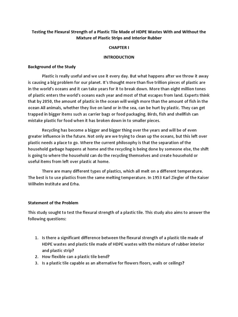 Testing The Flexural Strength of A Plastic Tile Made of HDPE Wastes ...
