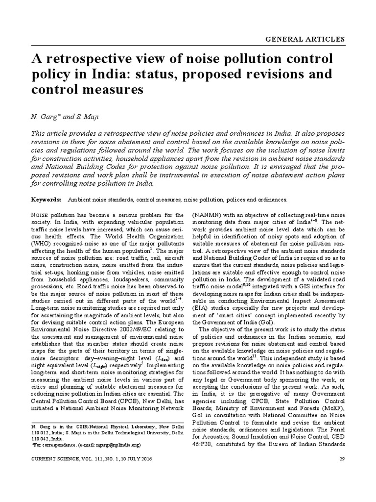 Noise Pollution Control Policy India | PDF | Pollution | Sound