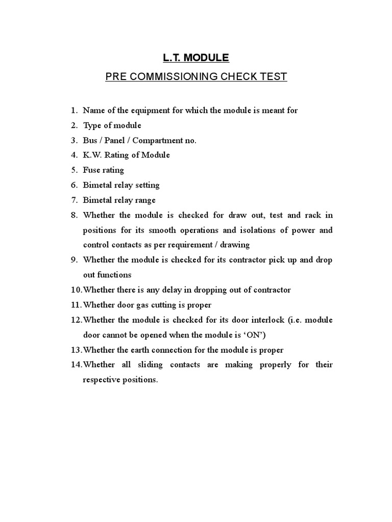 Pre Commissioning Check List | PDF | Technology & Engineering