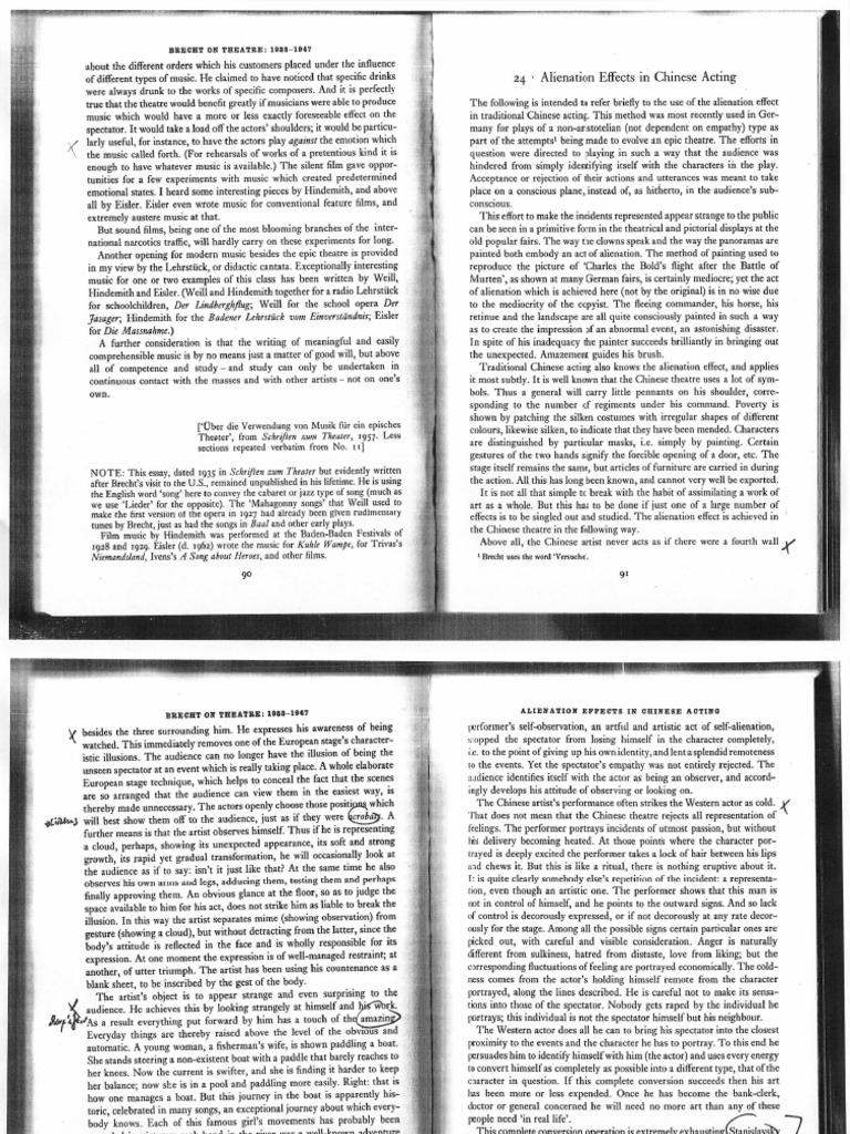 Brecht Alienation Effects in Chinese Acting | PDF