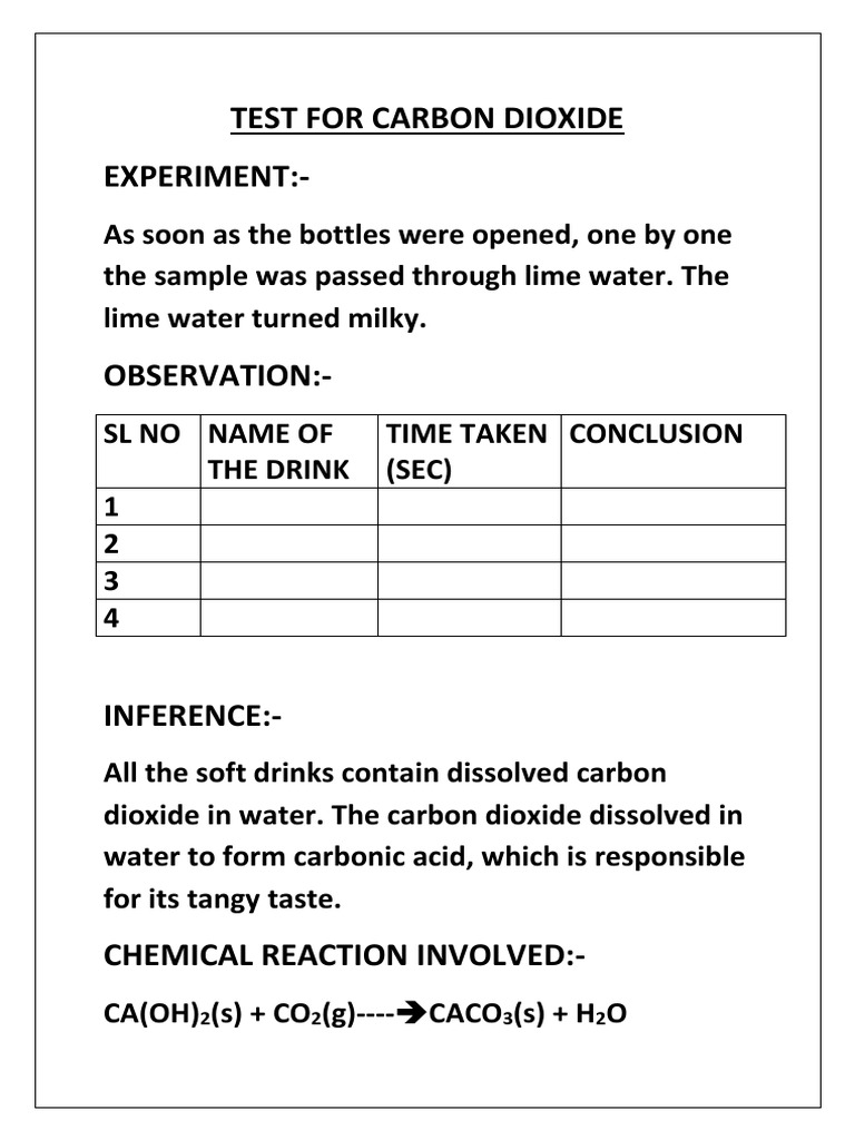 Test For Carbon Dioxide | PDF