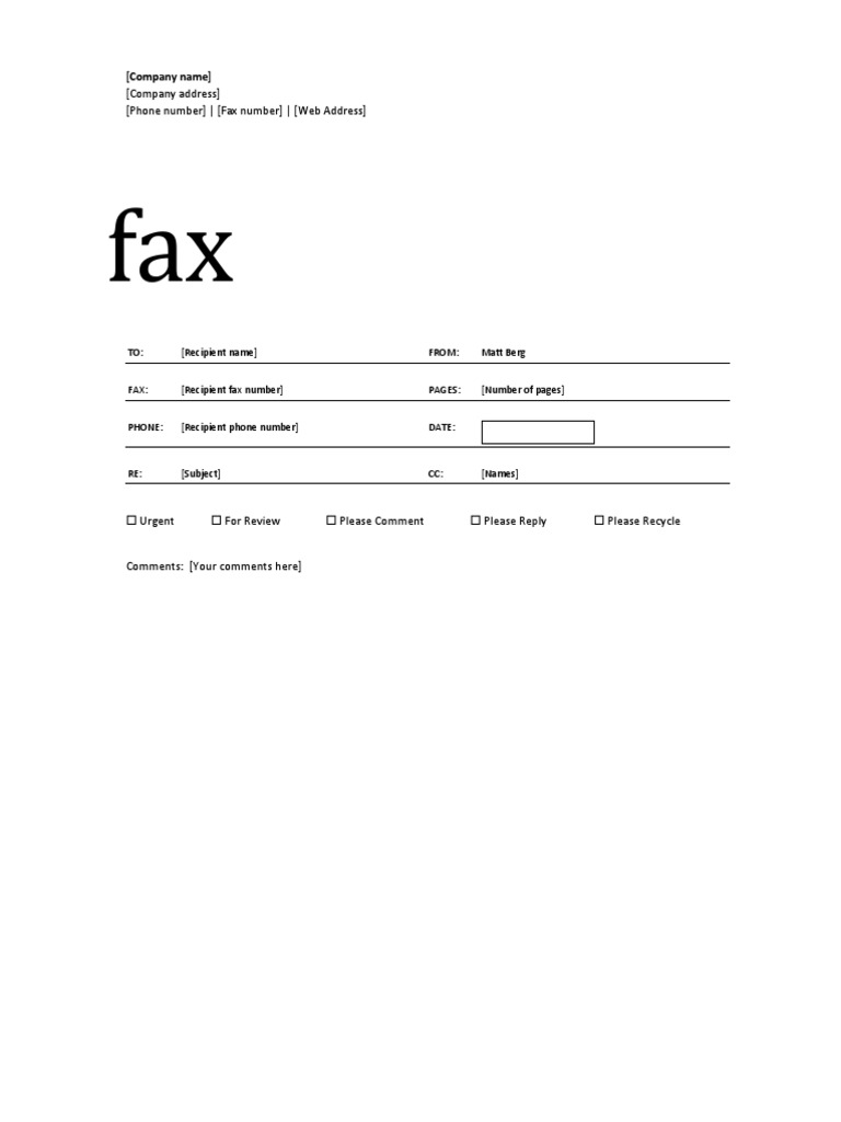 Fax Cover Sheet Template | PDF | Technology & Engineering