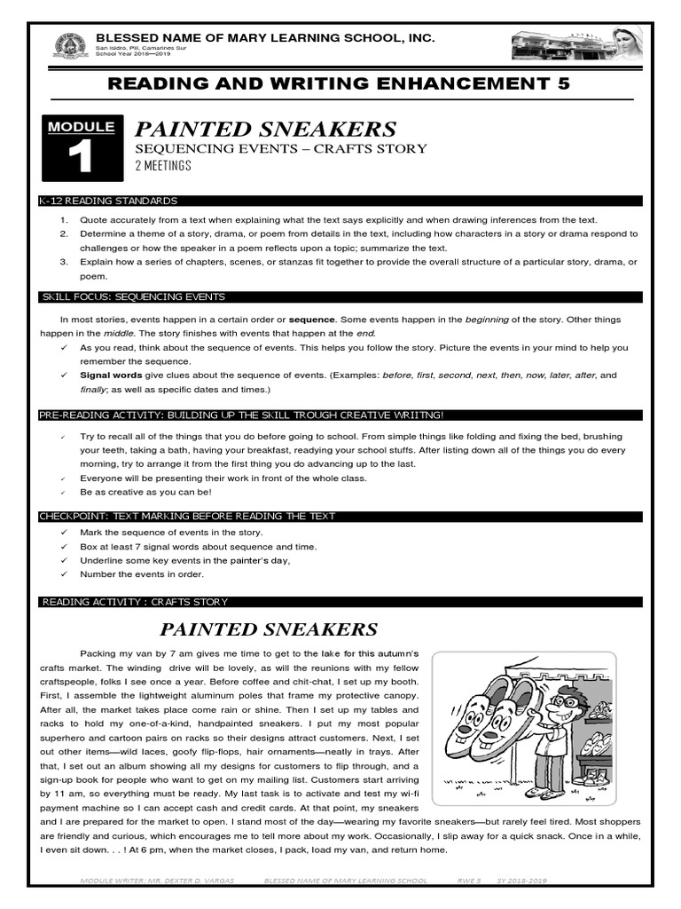 Painted Sneakers: Reading and Writing Enhancement 5 | PDF | Pitcher ...