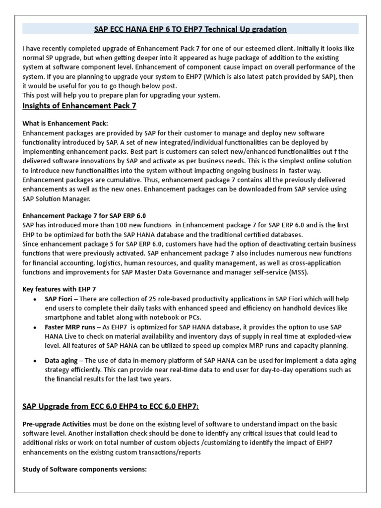 SAP HANA Upgradation Projects | PDF | Computing | Software