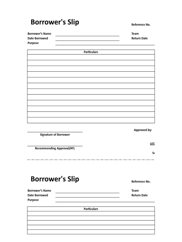 Boorower's Slip | PDF