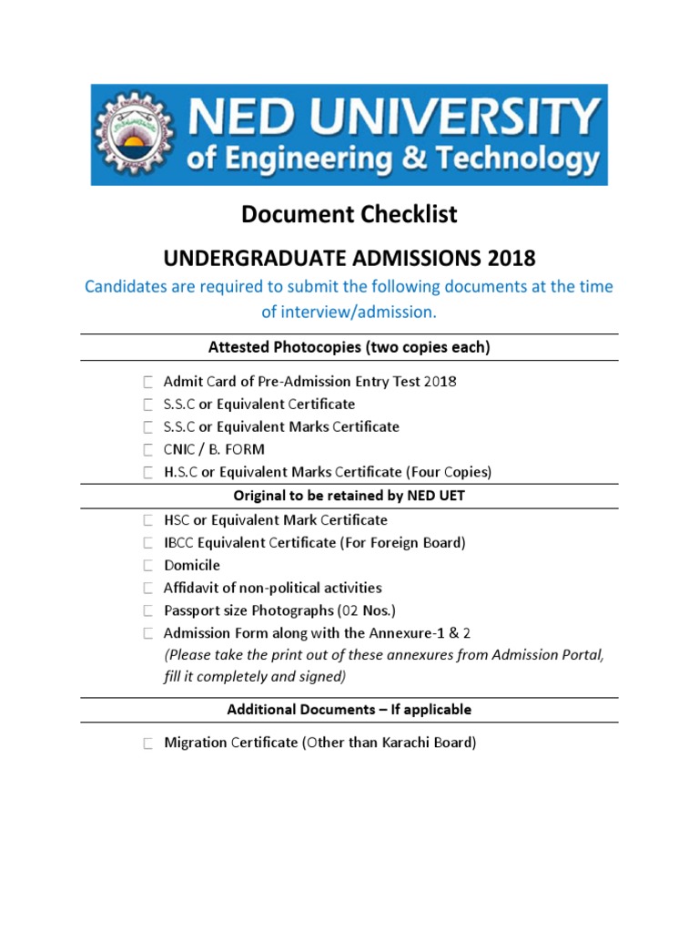 Document Checklist | PDF