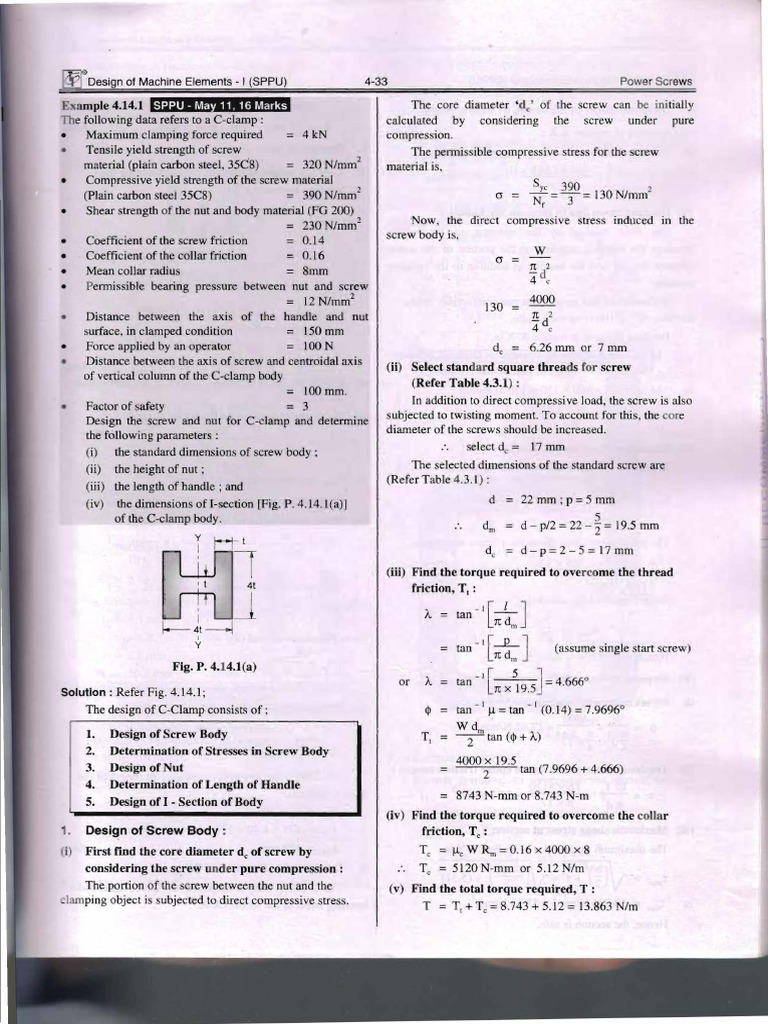 C Clamp | PDF | Screw | Stress (Mechanics)