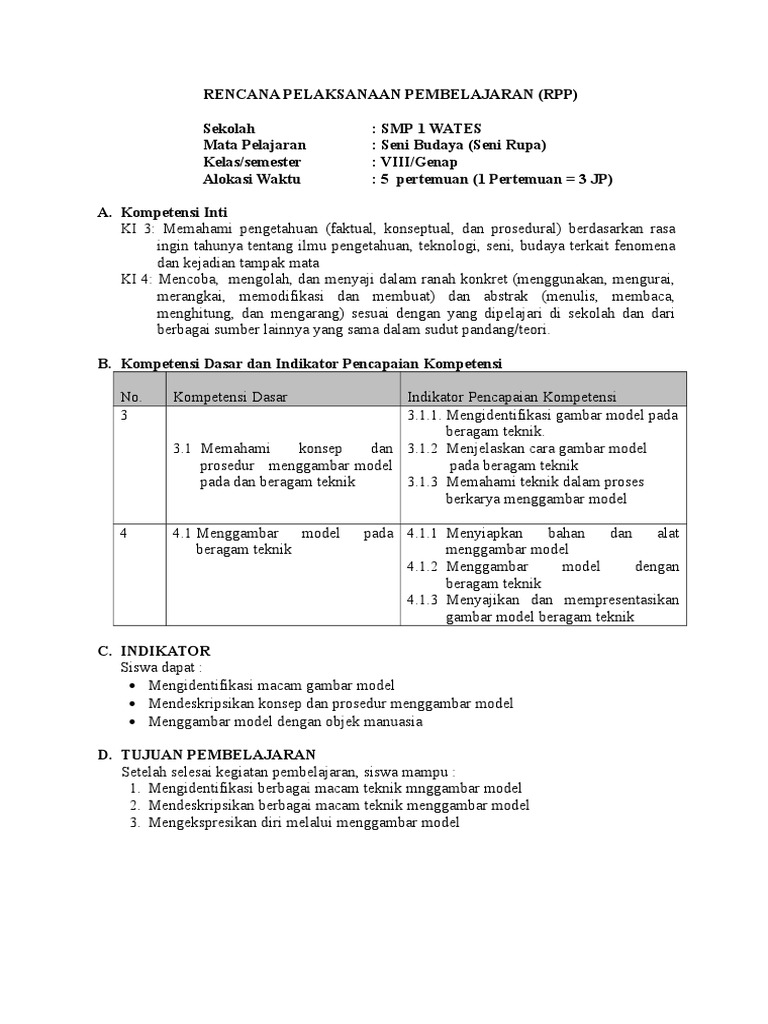 RPP Gambar Model | PDF