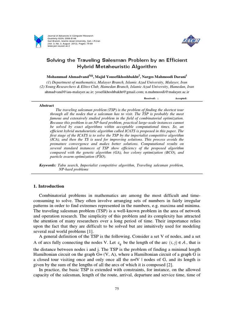 Solving The Traveling Salesman Problem B PDF | PDF | Metaheuristic ...