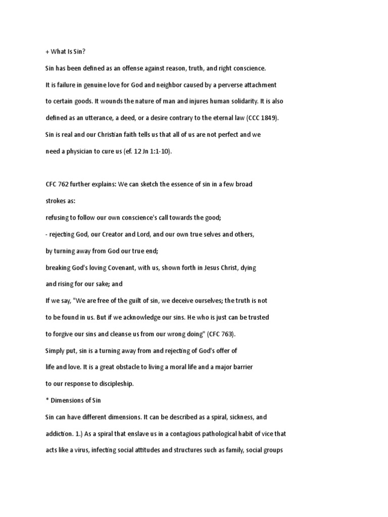 What is Sin? Understanding the Nature, Causes and Effects of Sin | PDF ...