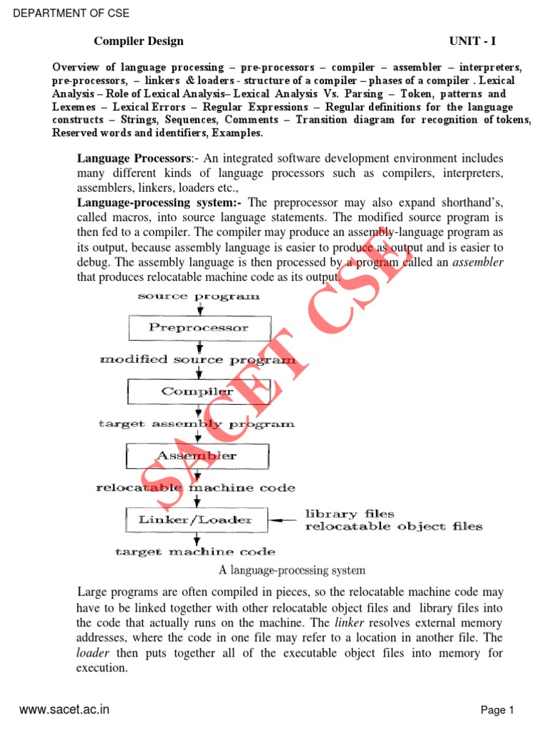 Compiler Design Notes PDF | PDF | Parsing | Compiler