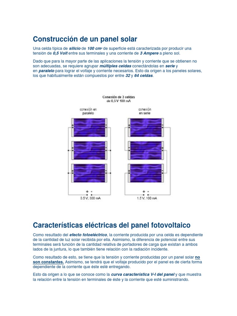 Características de los paneles solares | PDF | Panel solar | voltaje