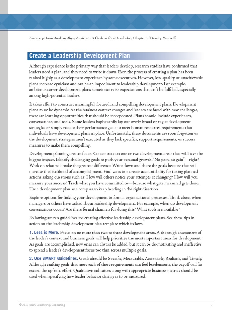 1 Create A Leadership Development Plan PDF | PDF | Goal | Leadership