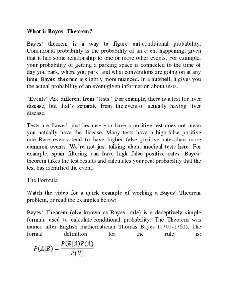 What Is Bayes' Theorem? | PDF | Teaching Mathematics | Wellness