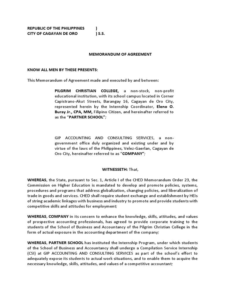 Memorandum of Agreement | PDF | Negligence | Evaluation