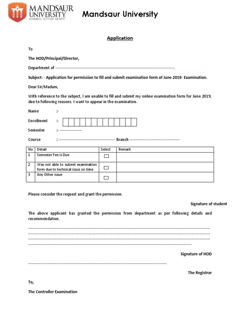 Application For Fee Due Examination Form Bypass | PDF