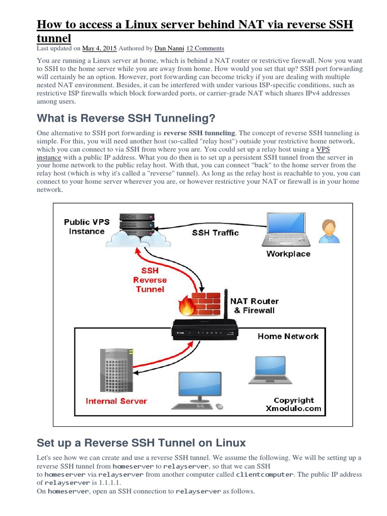 How To Access A Linux Server Behind NAT Via Reverse SSH Tunnel | Download Free PDF | Secure ...
