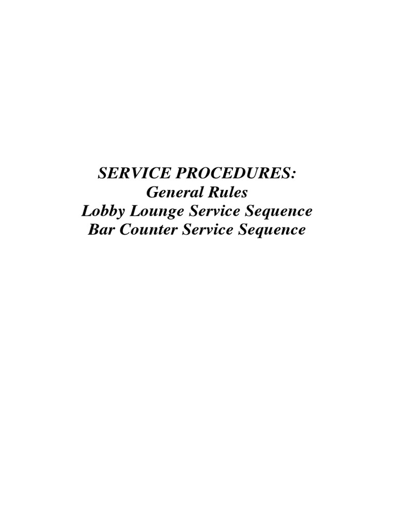 Lobby Lounge Service Procedures | PDF | Waiting Staff | Bar