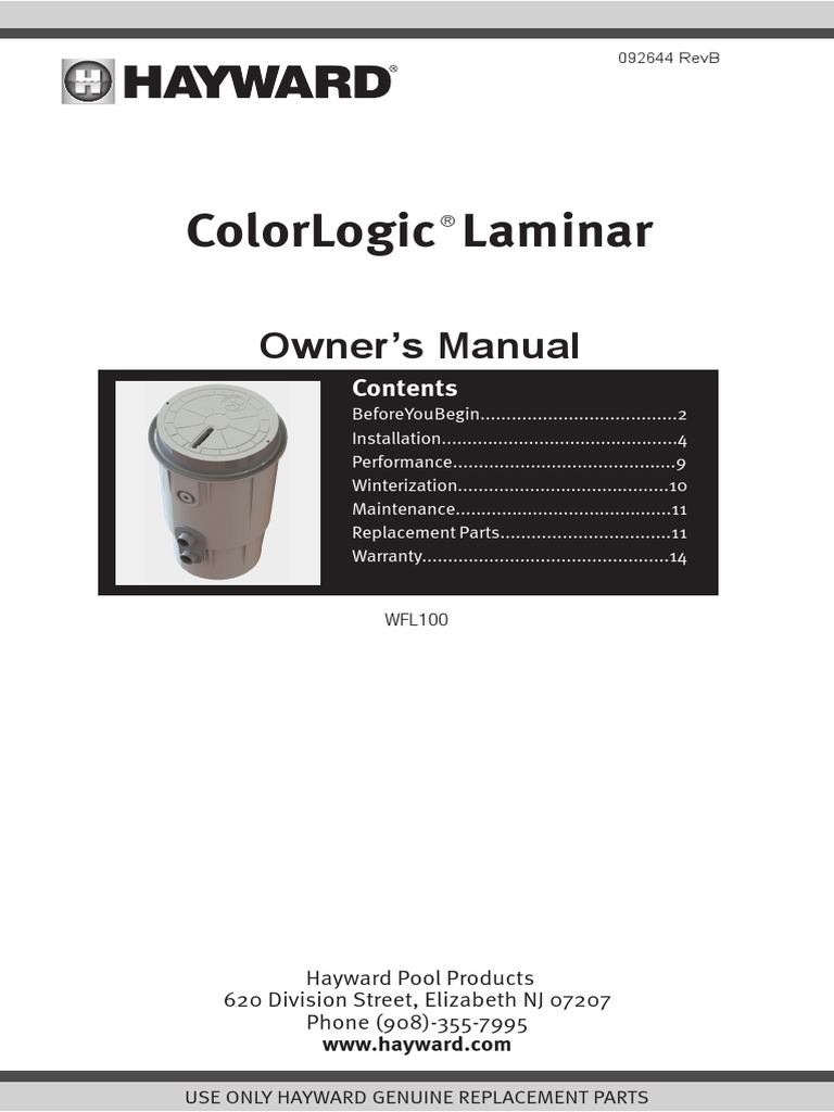 Colorlogic Laminar: Owner'S Manual | PDF | Electrical Wiring | Pump