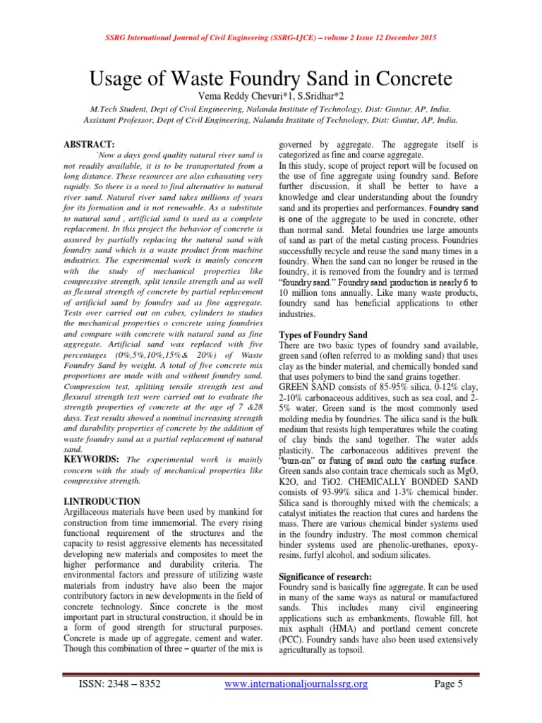 Waste Foundry Sand Research | PDF | Foundry | Casting (Metalworking)