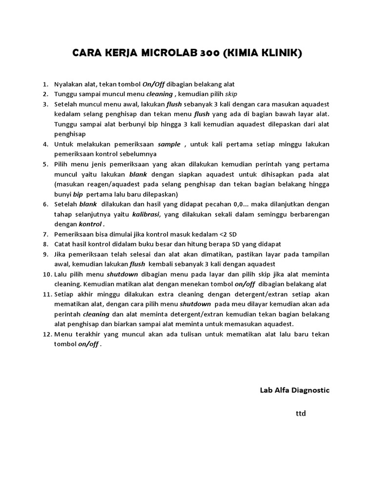 Cara Kerja Microlab 300 | PDF