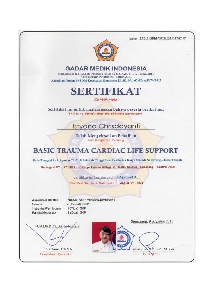 Sertifikat BTCLS PDF | PDF
