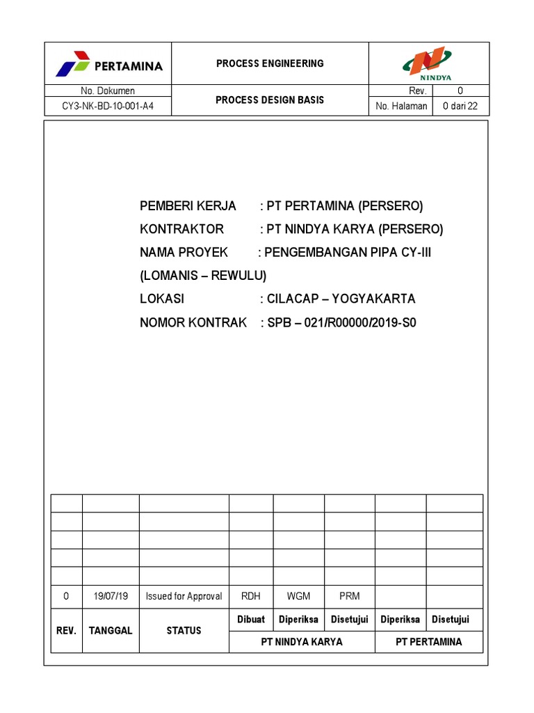 CY3 NK 10 BD 002 A4 Process Design Basis | PDF